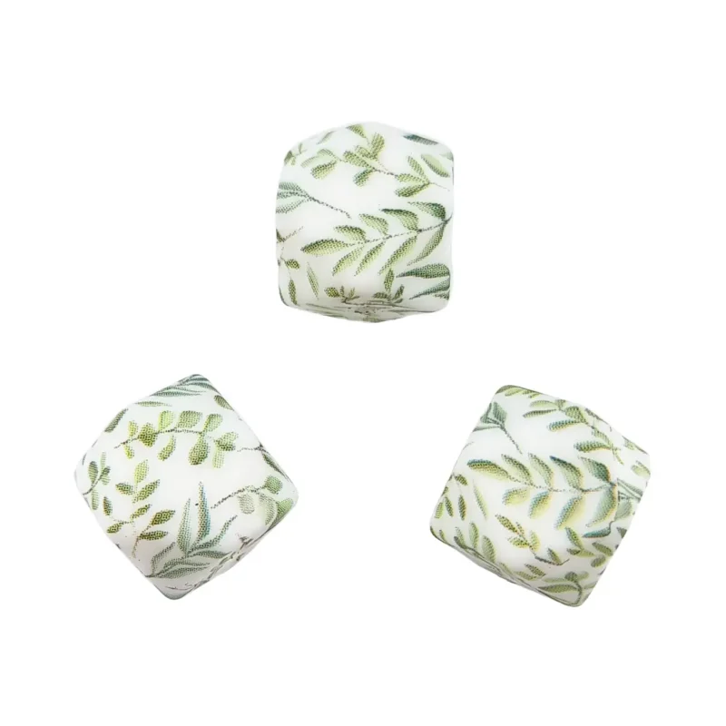 Siliconen kralen - Hexagon - 14 mm - Olijf Print - Jootjes